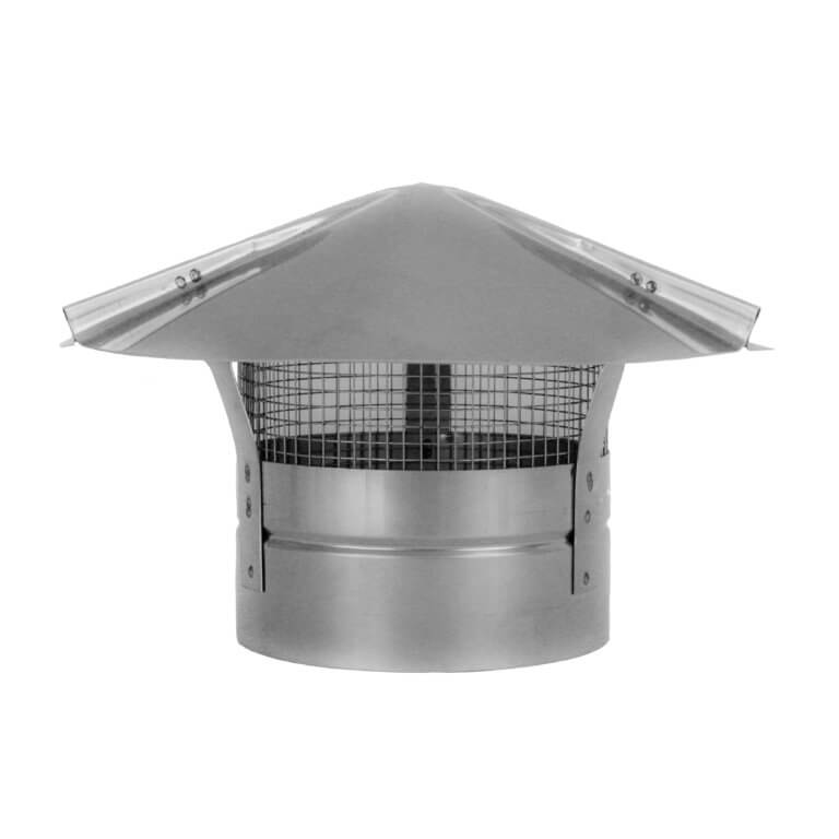 Cone Top Round Chimney Cap with Screen - Stainless Steel