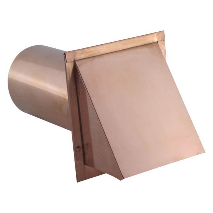 Hooded Wall Vent with Screen and Damper - Copper