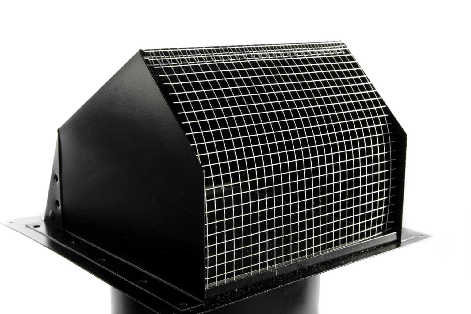 Hooded 6 Inch Wall Vent Screen Damper Powder Coat Black Famco